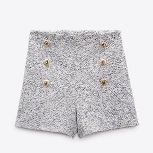 Zara | Other | Zara 2 Pieces Matching Set Gold Button Textured Blazer And Gold Button Shorts ...